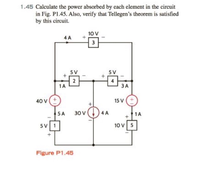 Solved Calculate the power absorbed by each element in the | Chegg.com