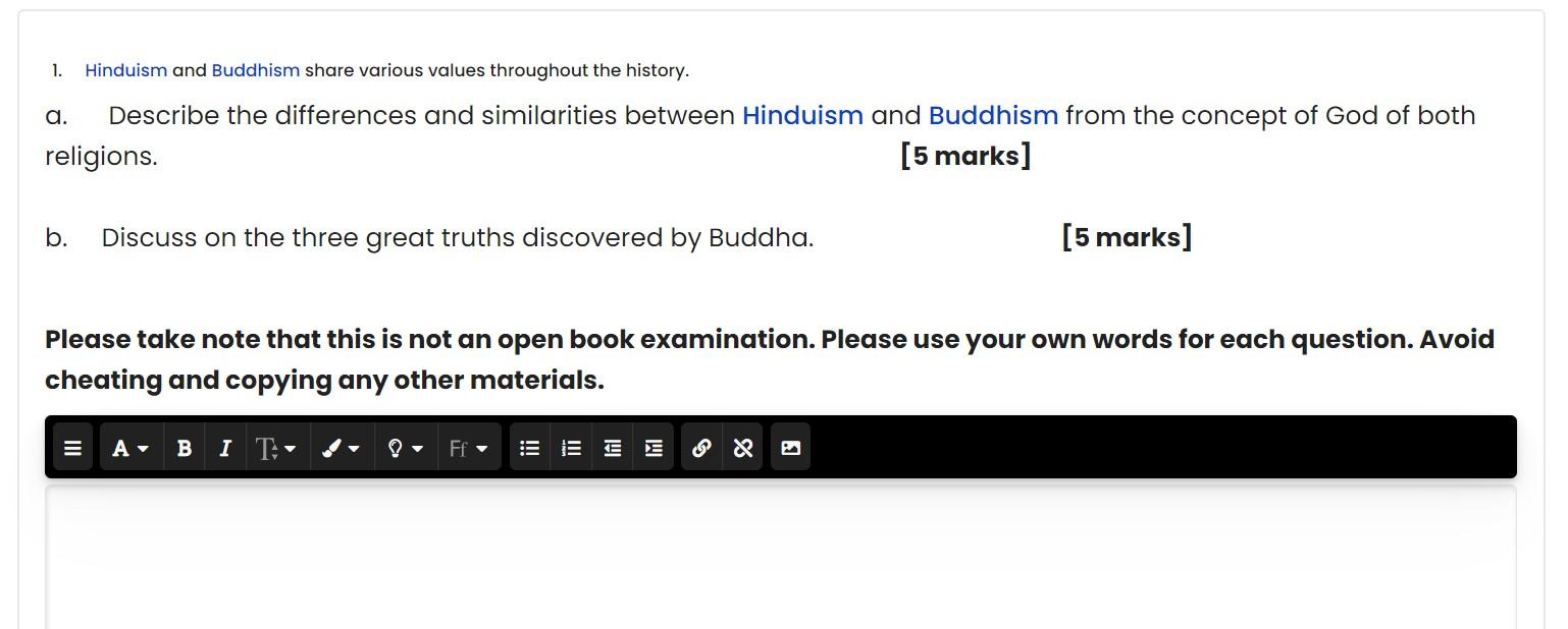 Solved 1. Hinduism and Buddhism share various values | Chegg.com