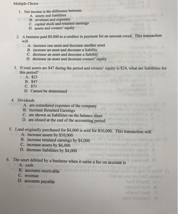 Solved Multiple Choice 1. Net income is the difference | Chegg.com