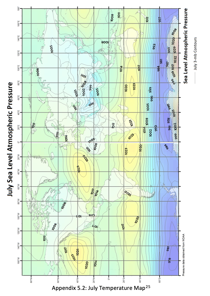 Solved July Sea Level Atmospheric Pressure 160'W 140'W 120'W | Chegg.com