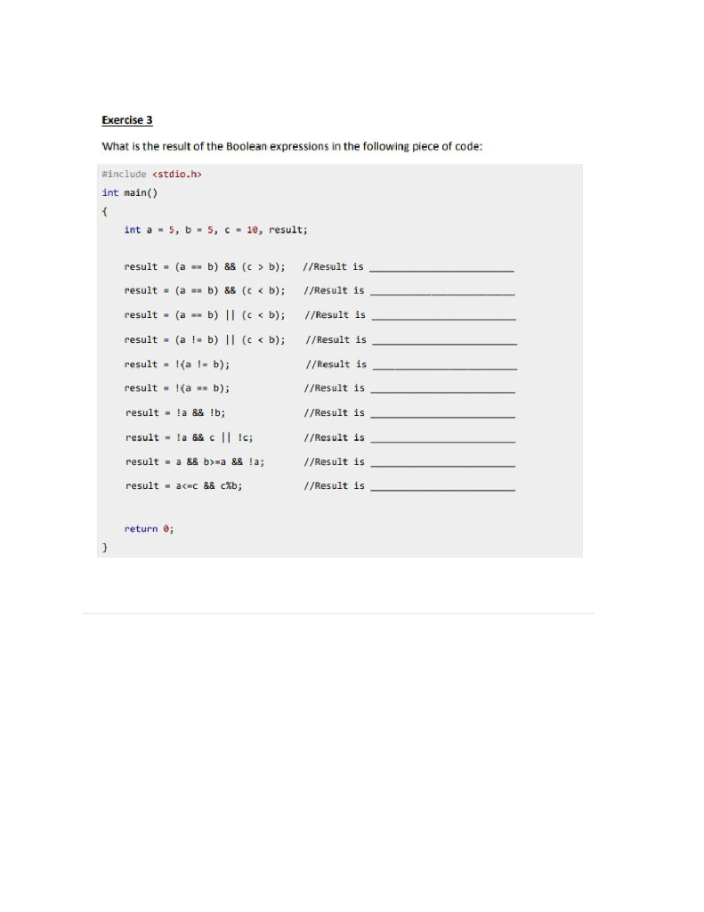 Solved Exercise 3 What is the result of the Boolean | Chegg.com