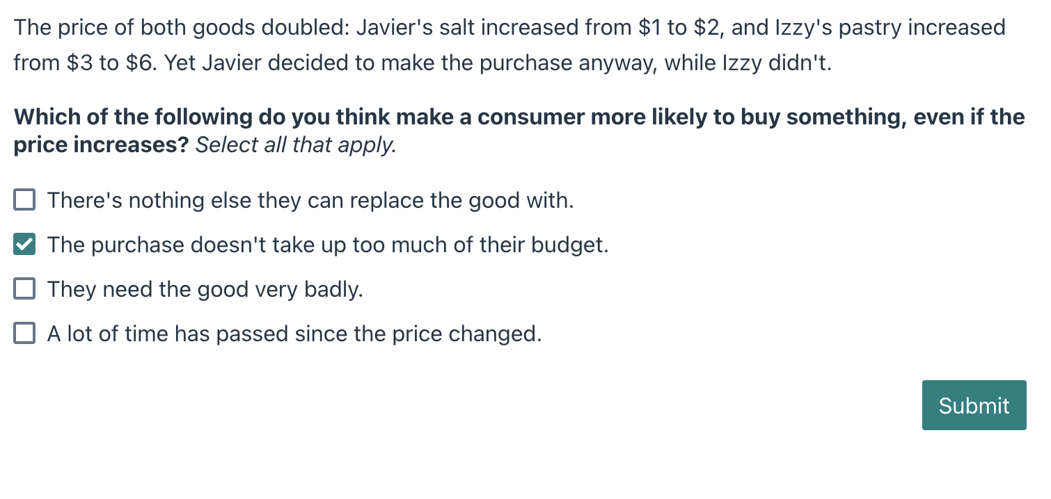 Solved The price of both goods doubled: Javier's salt | Chegg.com