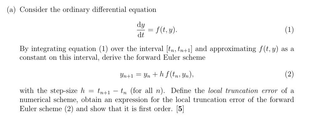 Solved (a) Consider the ordinary differential equation | Chegg.com