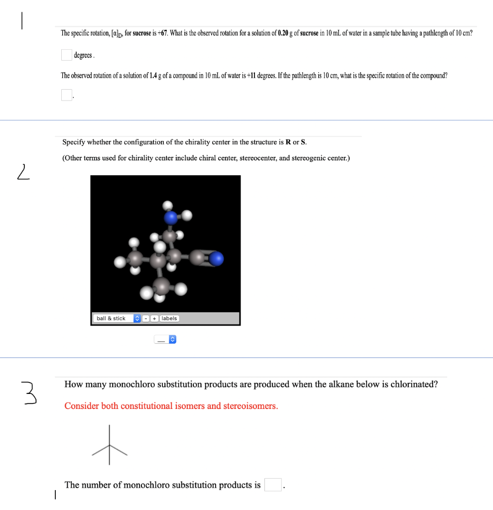 Solved 1 The specific rotation, [a]p, for sucrose is +67. | Chegg.com
