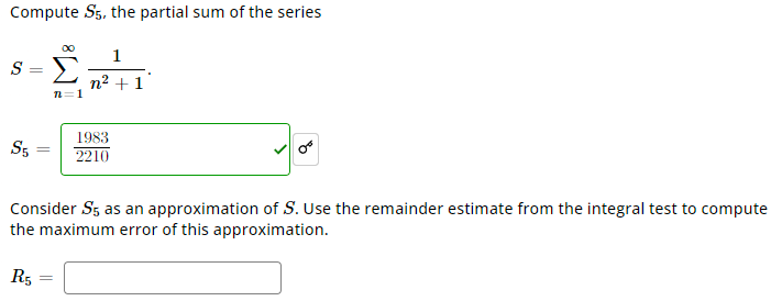 Solved Compute S5, the partial sum of the series | Chegg.com