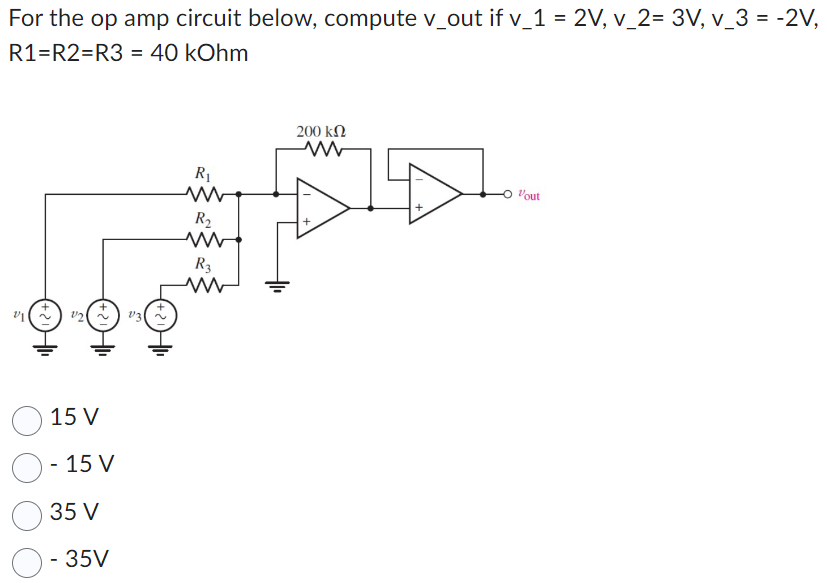 Solved For the op amp circuit below, compute v−out if v−1=2 | Chegg.com