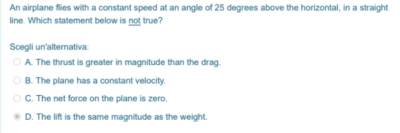 Solved An airplane flies with a constant speed at an angle | Chegg.com