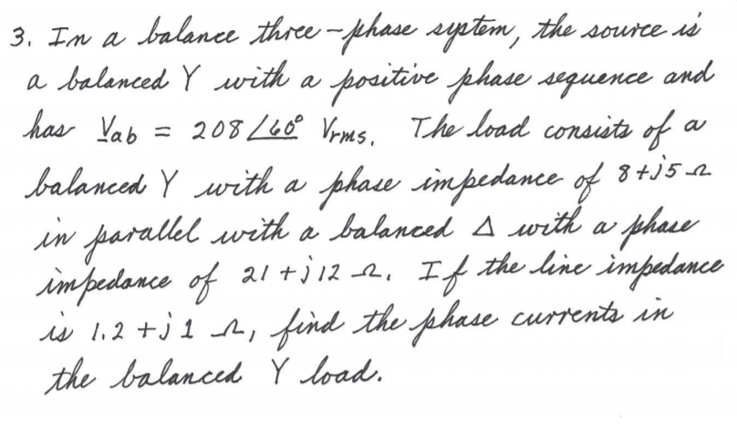 Solved a 3. In a balance three-phase system, the source is a | Chegg.com
