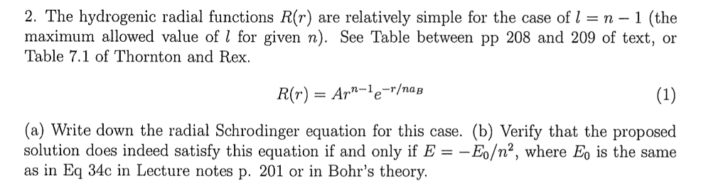 Solved 2. The hydrogenic radial functions R(r) are | Chegg.com