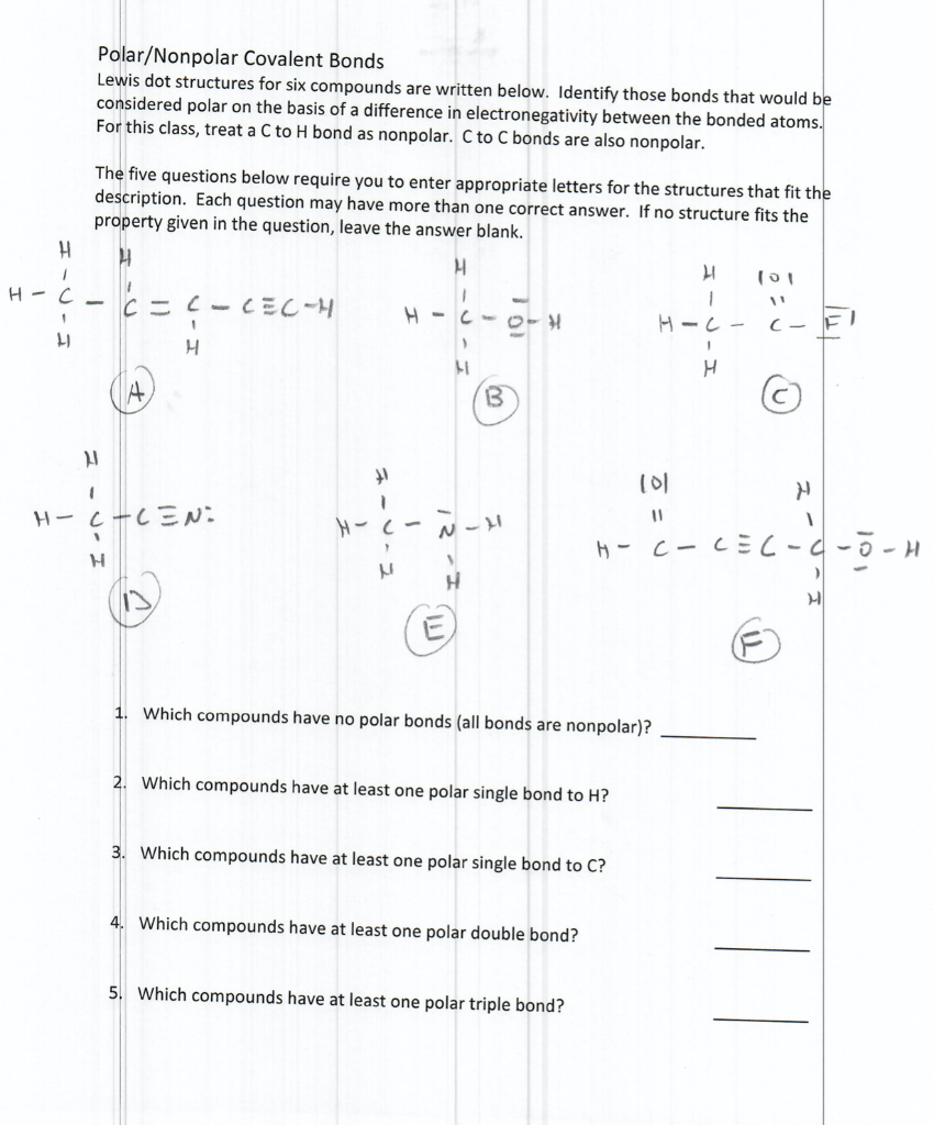 Solved Polar/Nonpolar Covalent Bonds Lewis dot structures | Chegg.com