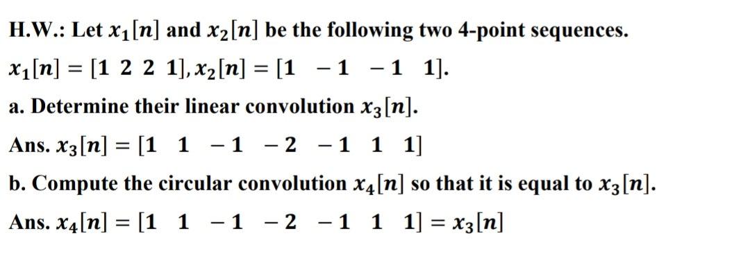 Solved H.W.: Let x1[n] and x2[n] be the following two | Chegg.com