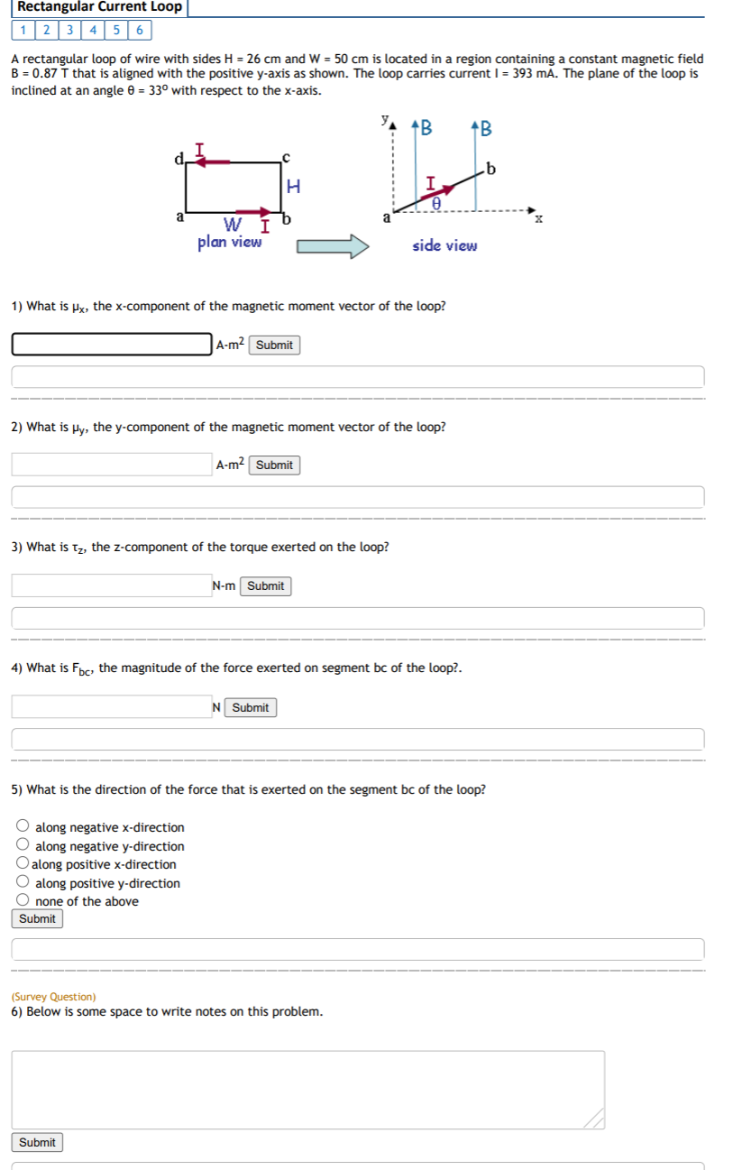 Solved Rectangular Current Loop 1 2 3 4 5 6 A rectangular | Chegg.com