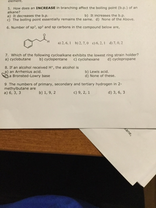 Solved How Does An Increase In Branching Affect The Boiling