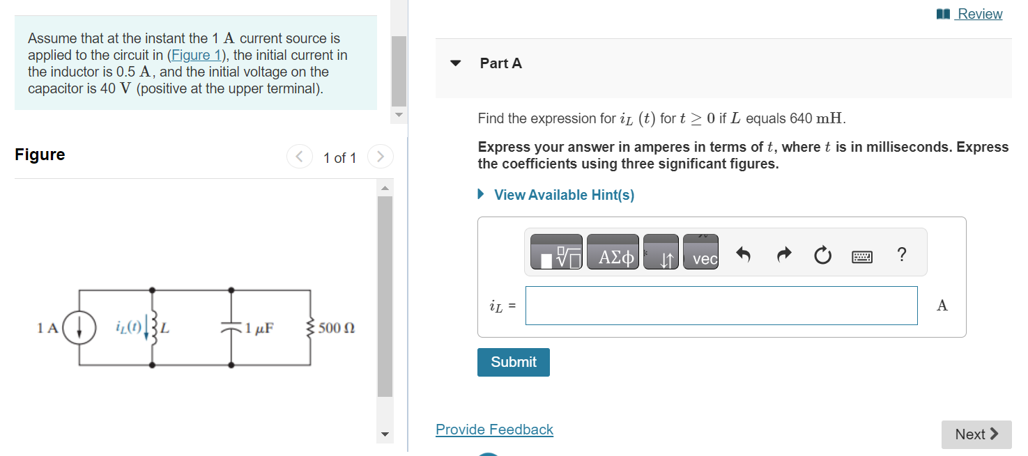 Solved Assume that at the instant the 1 A current source is | Chegg.com