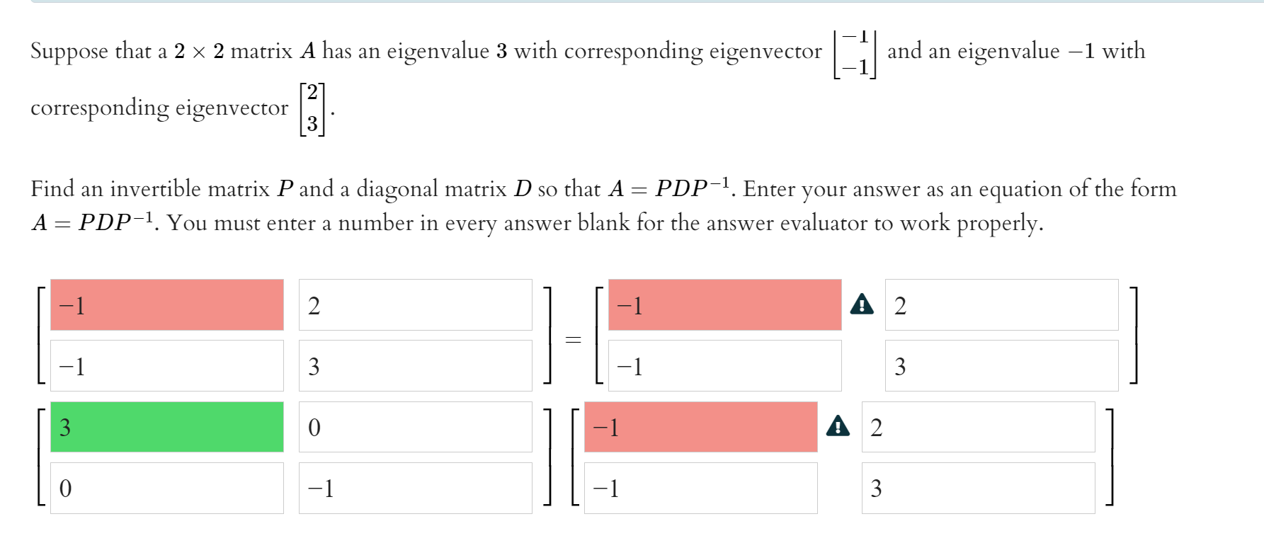 Solved Suppose That A 2×2 Matrix A Has An Eigenvalue 3 With 9786