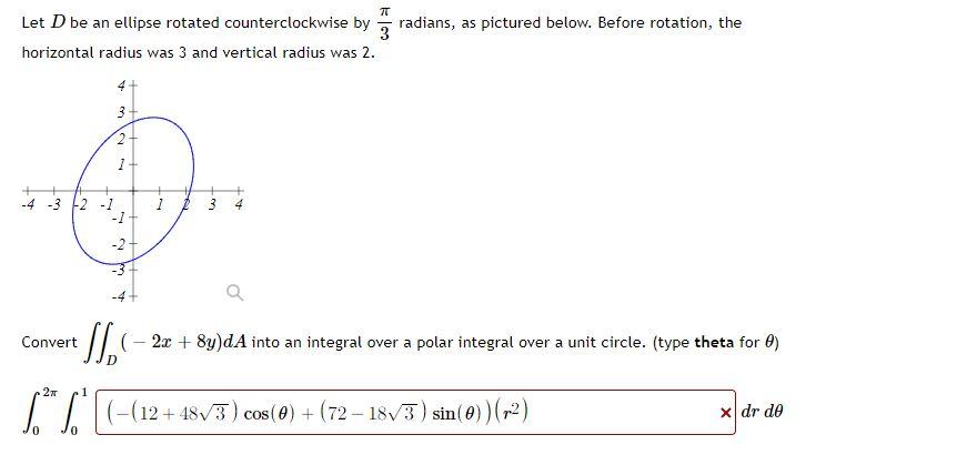 Solved Let D be an ellipse rotated counterclockwise by | Chegg.com