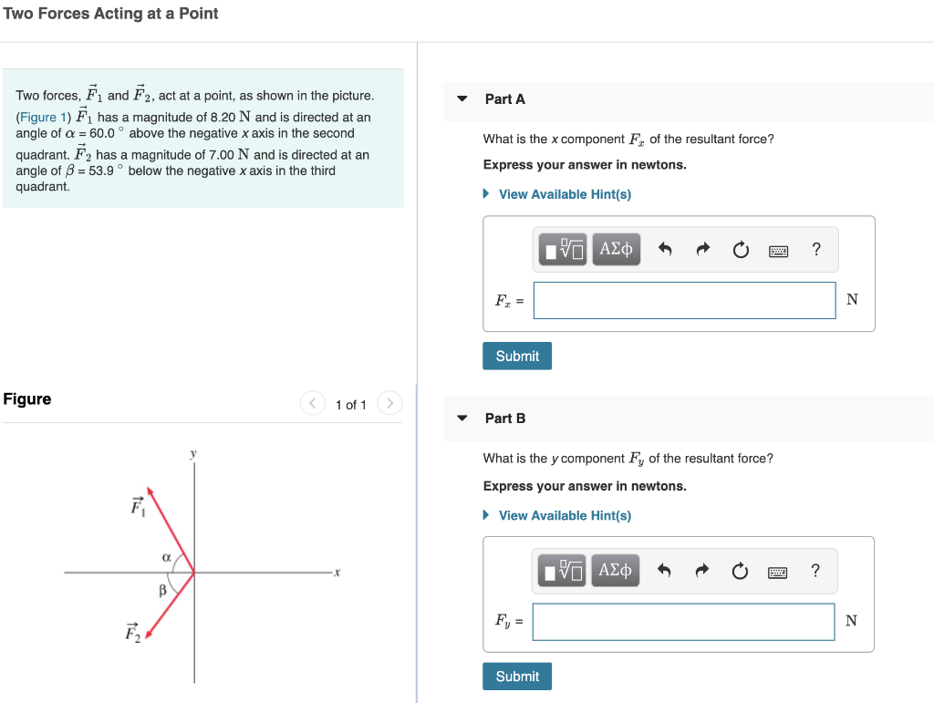 Solved Two Forces Acting at a Point Part A Two forces, Ēi | Chegg.com