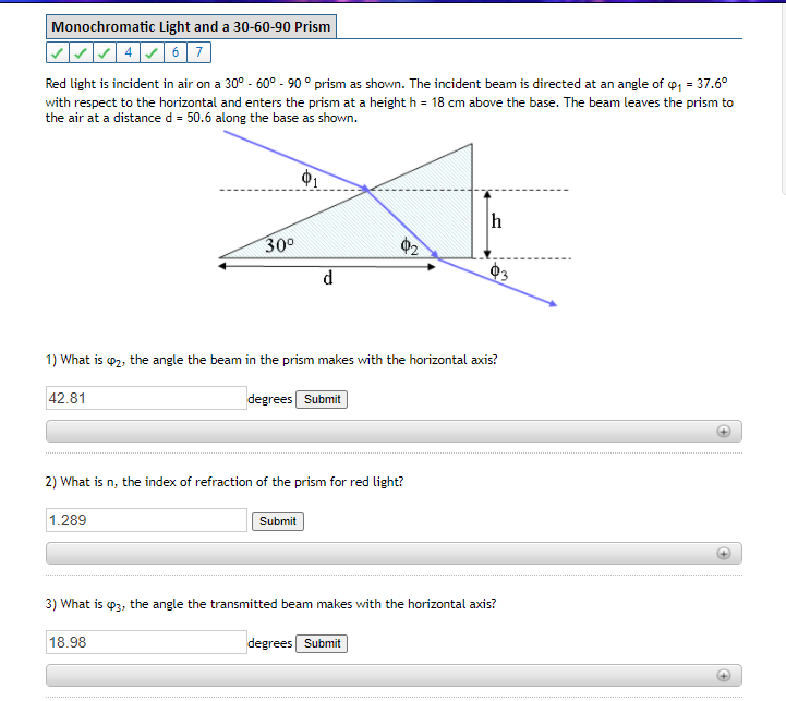 Solved Monochromatic Light and a 30-60-90 Prism 467 Red | Chegg.com
