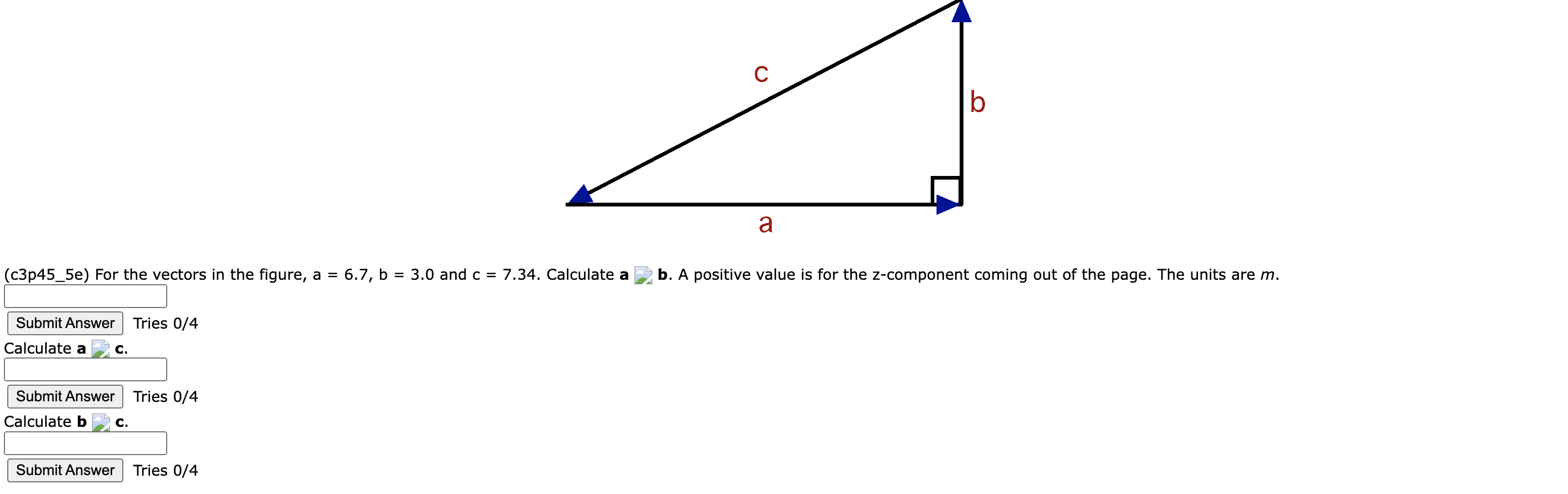c3p45_5e) For the vectors in the figure, a=6.7,b=3.0 | Chegg.com