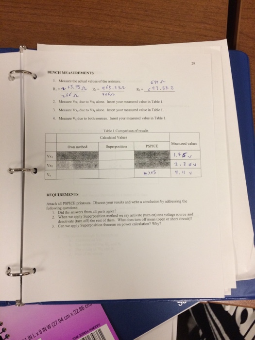 Solved 27 Electric Circuits Lab4 Superposition Theorem