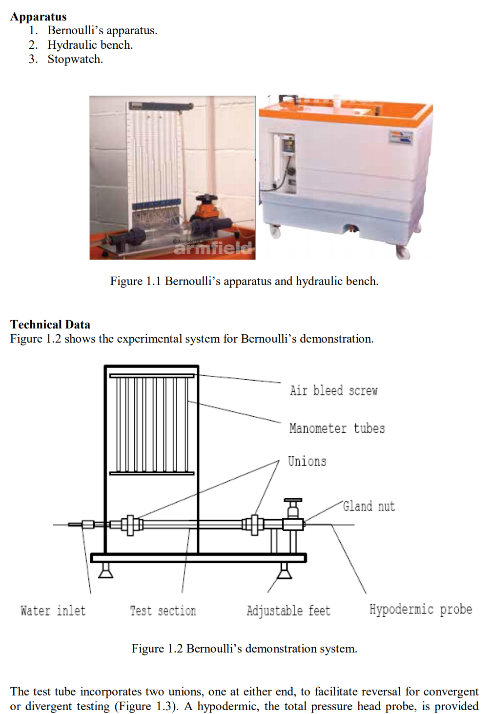 1. Investigation of Bernoulli's Theorem Objective The | Chegg.com