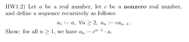 Solved HW1.2) Let a be a real number, let c be a nonzero | Chegg.com