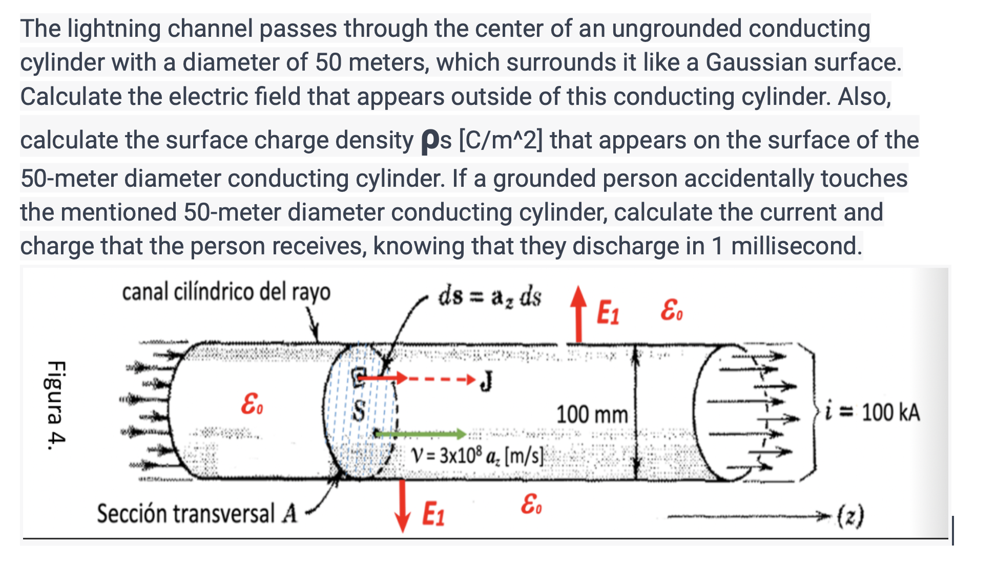 Solved The lightning channel passes through the center of an | Chegg.com