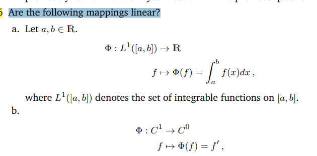 Solved Are the following mappings linear? a. Let a,b∈R. | Chegg.com