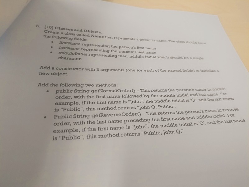 Solved s. [10] Classes and Objects. Create a class called | Chegg.com