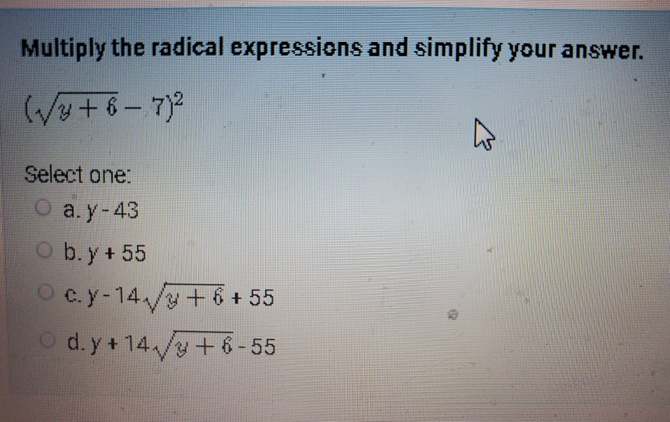 Solved Multiply the radical expressions and simplify your | Chegg.com