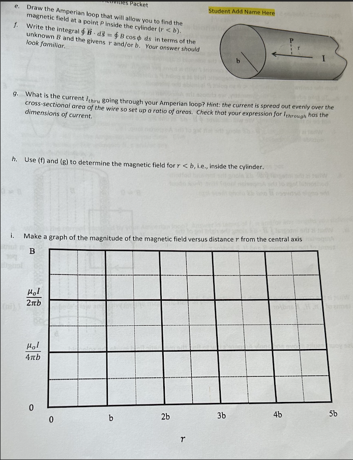 Solved e. Draw the Amperian loop that will allow you to find | Chegg.com