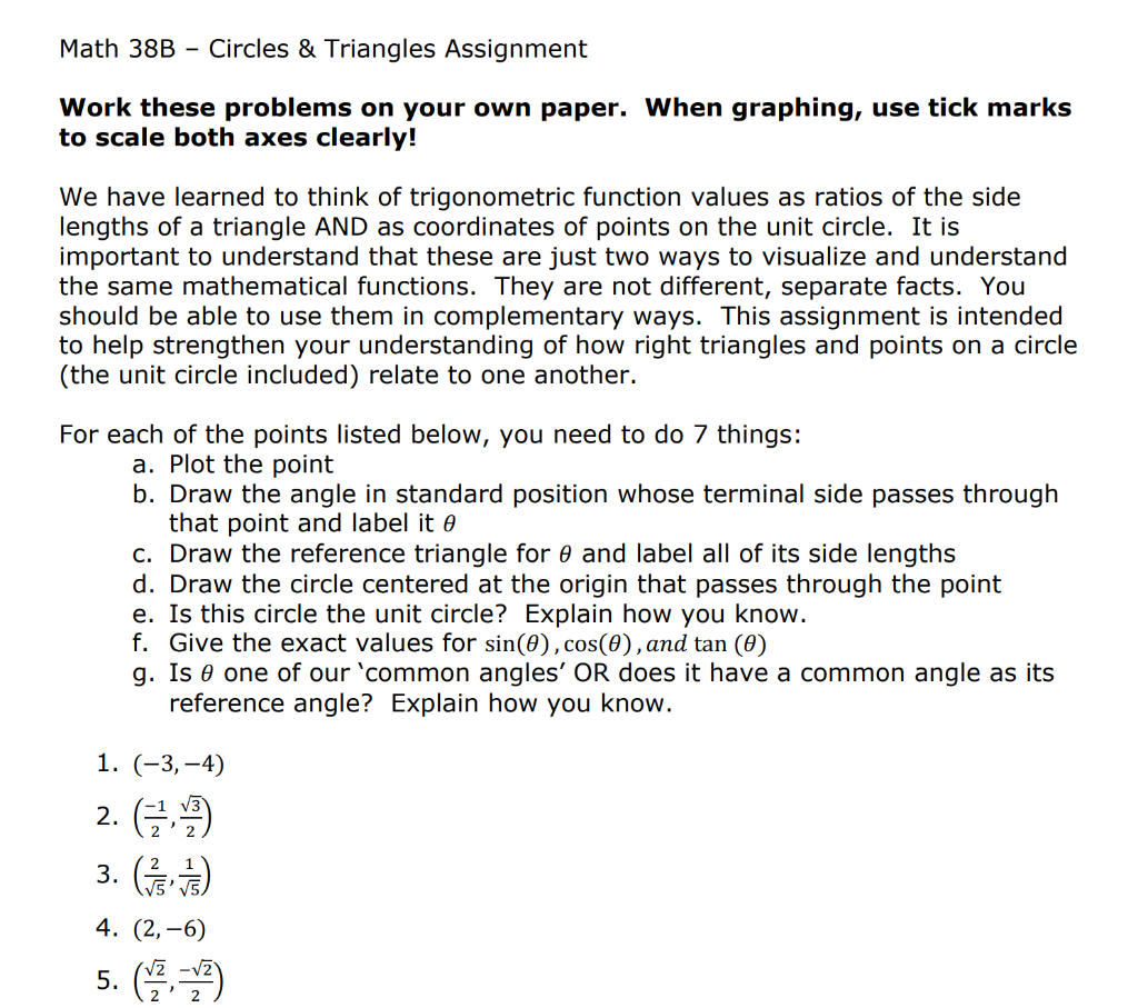 Solved Math 38B - Circles \& Triangles Assignment Work these | Chegg.com