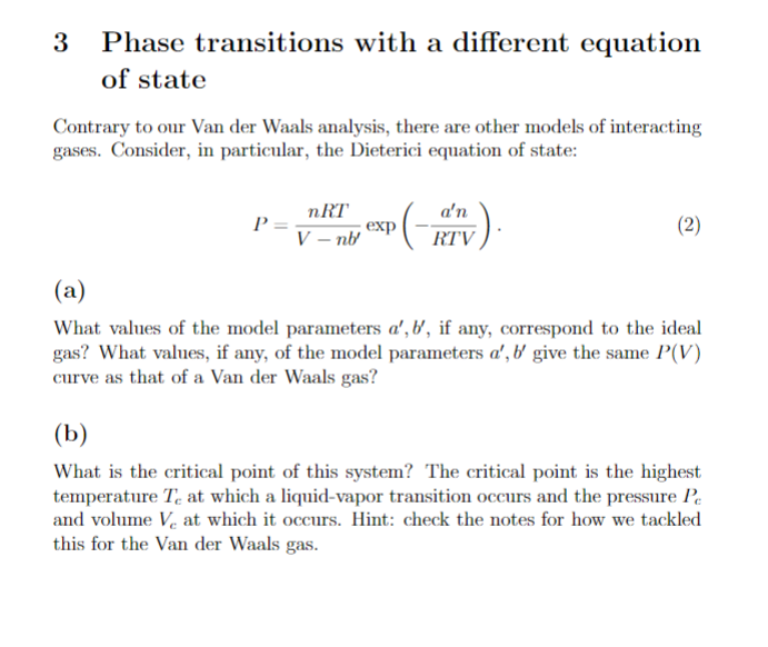 Solved 3 Phase transitions with a different equation of | Chegg.com