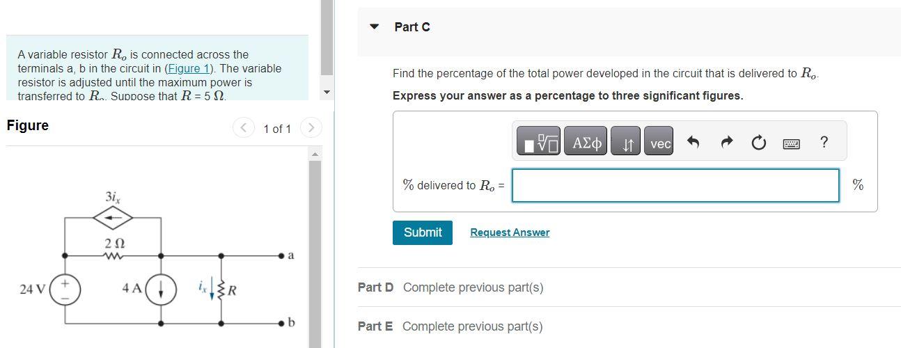 Solved A variable resistor Ro is connected across the | Chegg.com