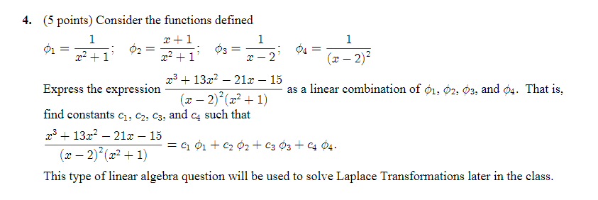 Solved 4. (5 points) Consider the functions defined | Chegg.com