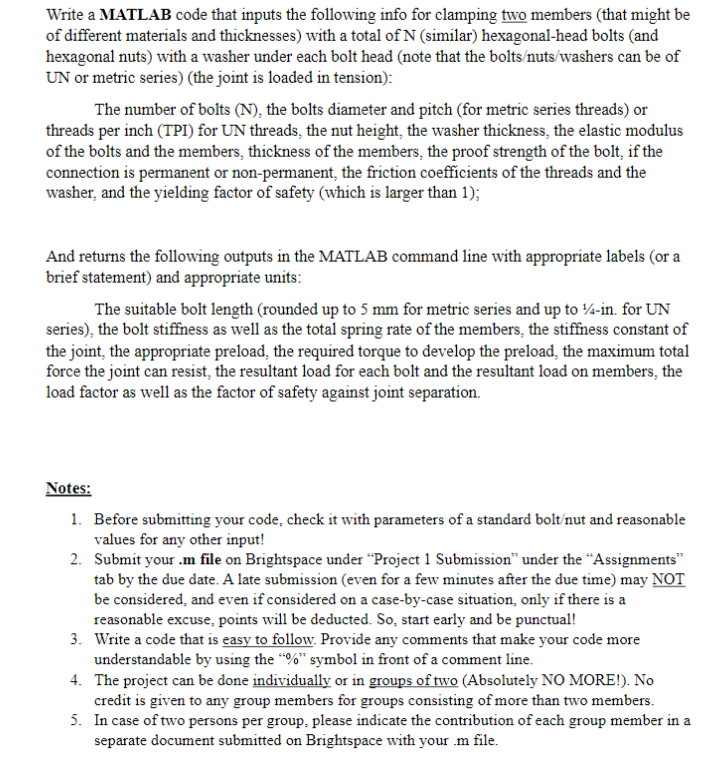 Solved Write a MATLAB code that inputs the following info | Chegg.com