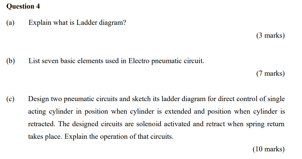 Solved Question 4(a) ﻿Explain what is Ladder diagram?(3 | Chegg.com