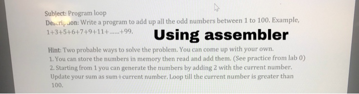 Solved Subject Program Loop Descripuon Write A Program To