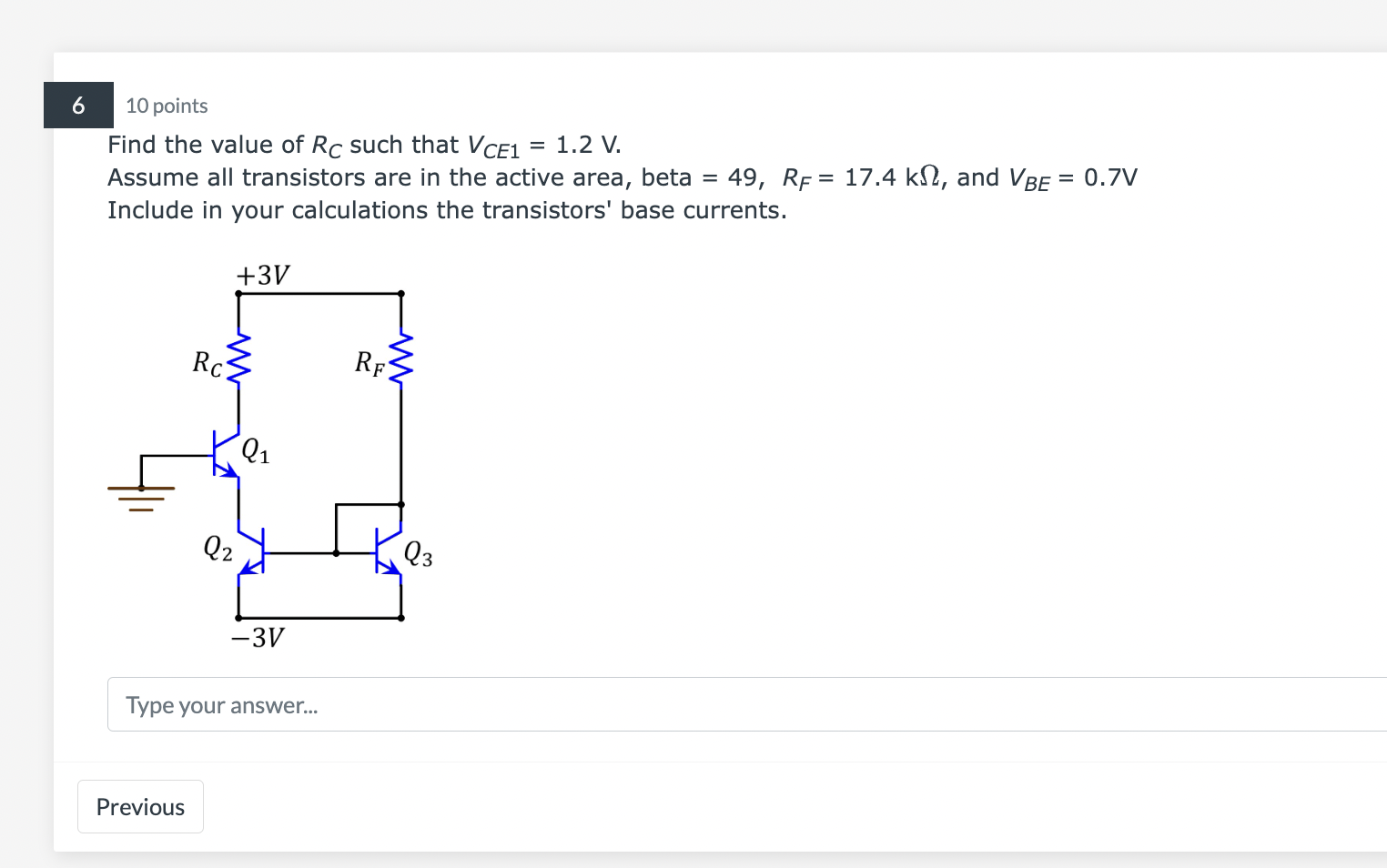 Solved Find the value of RC such that VCE1=1.2 V. Assume all | Chegg.com