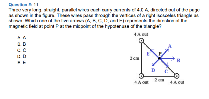 Solved Question \#: 11 Three very long, straight, parallel | Chegg.com