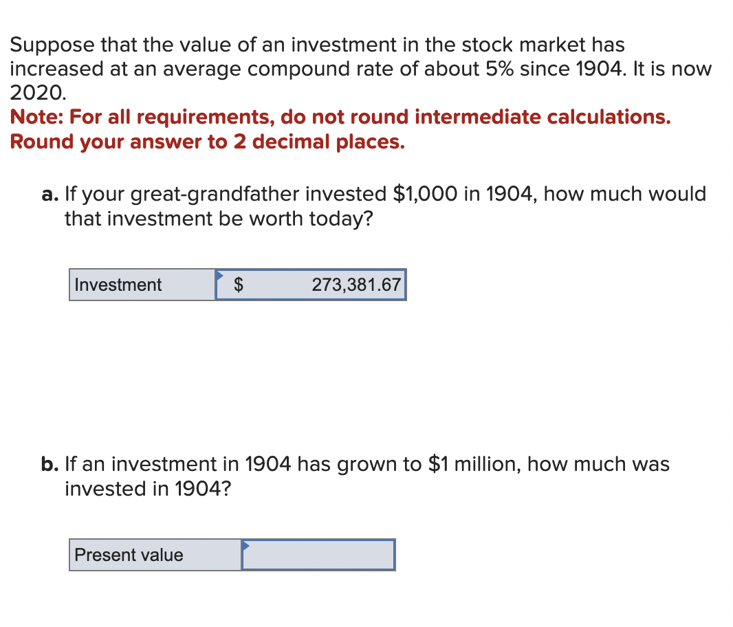 Solved Suppose that the value of an investment in the stock | Chegg.com