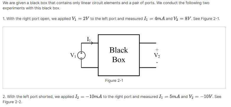 Solved We are given a black box that contains only linear | Chegg.com