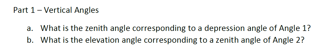 Solved Part 1 - Vertical Angles a. What is the zenith angle | Chegg.com