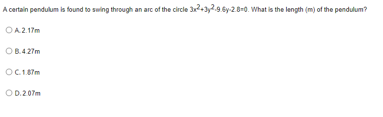 Solved A certain pendulum is found to swing through an arc | Chegg.com
