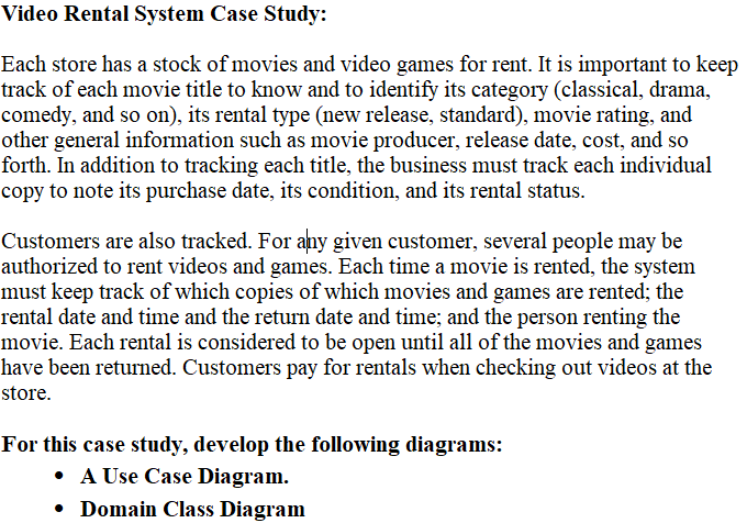 Solved Video Rental System Case Study: Each store has a | Chegg.com