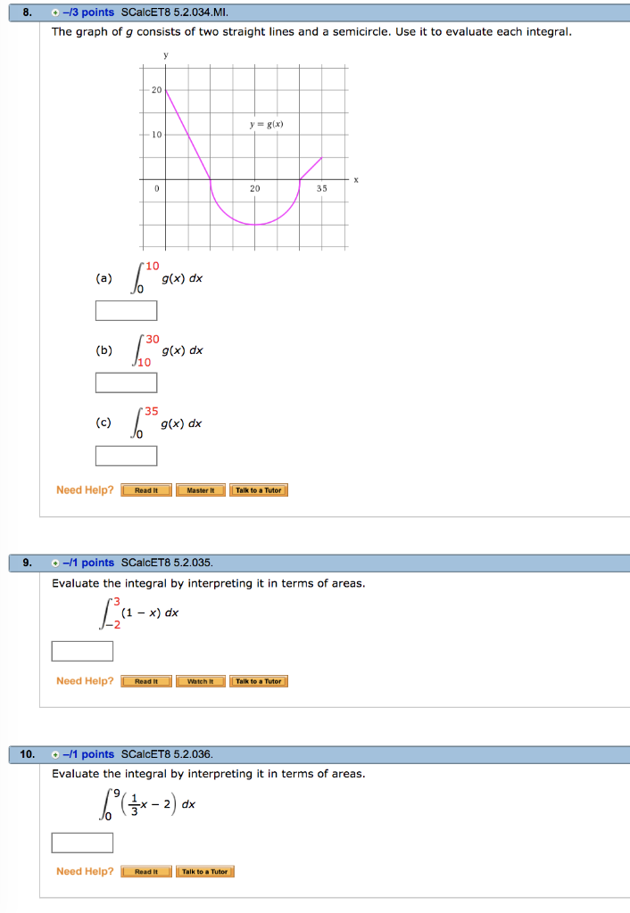 Solved 8. -13 points SCalcET8 5.2.034.MI The graph of g | Chegg.com