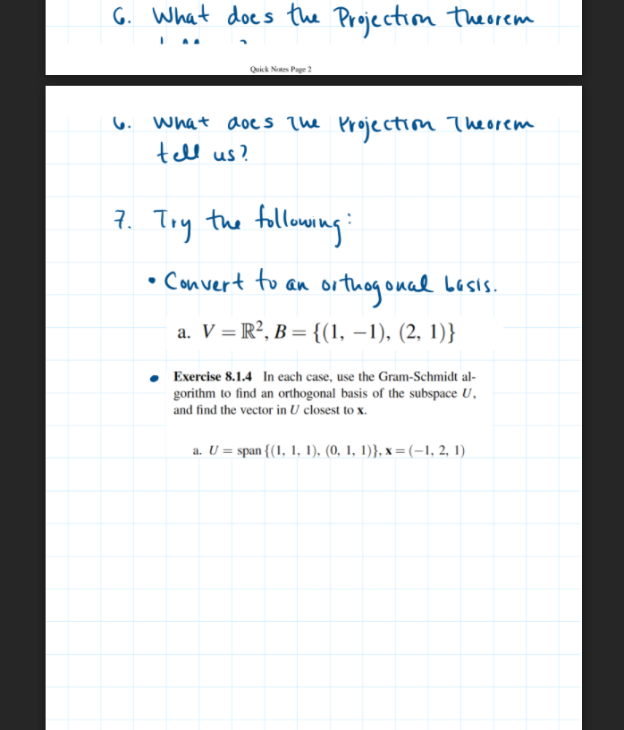 Solved 6. What does the Projection theorem Quick Notes Page | Chegg.com