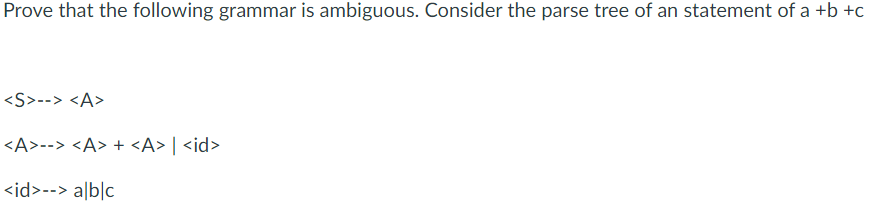 Solved Prove that the following grammar is ambiguous. | Chegg.com