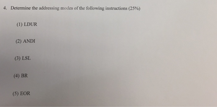 Solved Determine the addressing modes of the following | Chegg.com