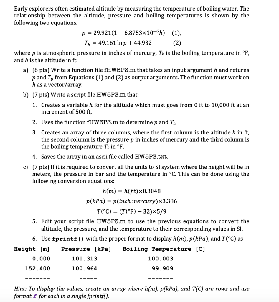 Solved Early explorers often estimated altitude by measuring | Chegg.com